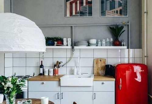 Кухня IKEA с раковиной и смесителем