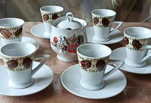 Кофейный набор: 6 чашек с блюдцами