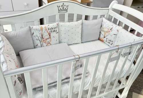 Комплект постельного в кроватку для новорожденных