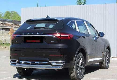 Защита заднего бампера d57+d42 Haval F7 / Haval F7