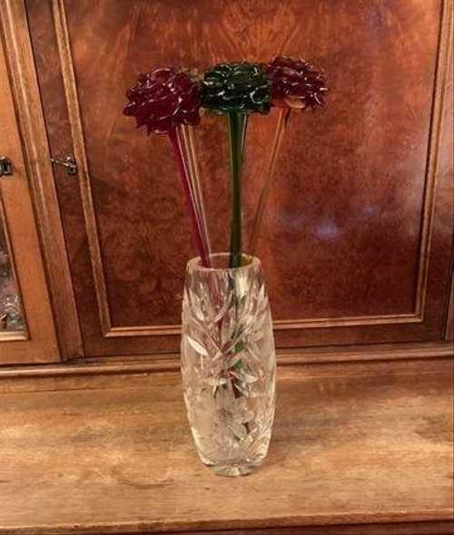 Стеклянный букет с вазой