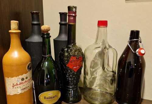 Бутылки из глины и стекла