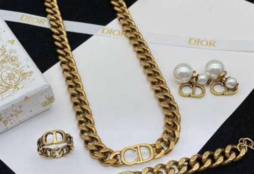 Комплект Dior колье чокер браслет серьги кольцо