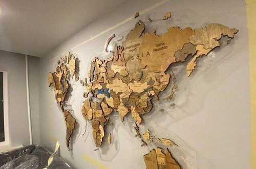 Карта мира из дерева(панно на стену)