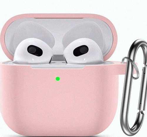 Чехол для AirPods 3 силиконовый розовый с