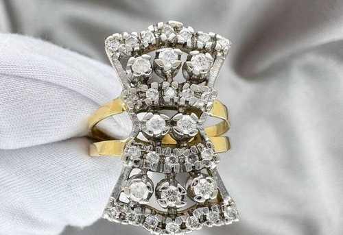 Золотое кольцо СССР с бриллиантами 750 / 6.71 гр