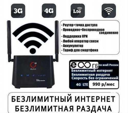 4G Wi-Fi интернет центр ZTE 2в1+Tapиф pocteл 003