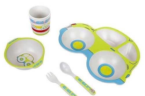 Набор детской посуды Машинка 5 предметов зеленый