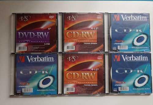 Диски новые CD-RW, DVD-RW