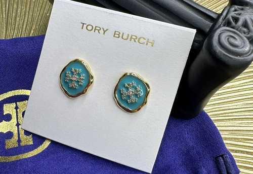 Серьги Tory Burch пусеты бирюзовые