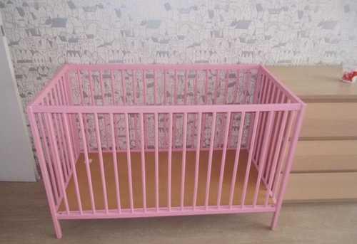 Детская кроватка икеа розовая