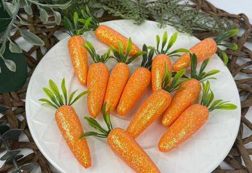 Морковка с блестками оранжевая, пасхальный декор