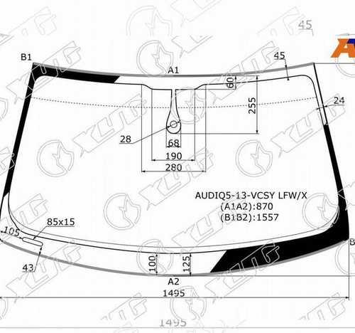 Стекло лобовое (датчик дождя/ молдинг) audi Q5 12-17 XYG audiq5-13-vcsyzlfwxx