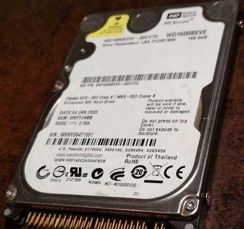 Жёсткий диск HDD 2,5" IDE, WD