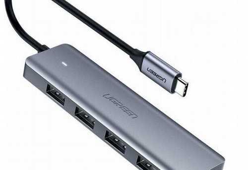 Адаптер ugreen USB-C to 4-Ports USB A 3.0 Серый
