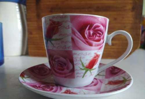 Сувенирная чайная пара с розами