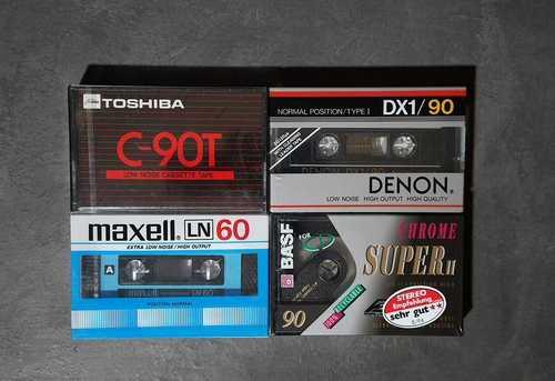 Аудиокассеты Denon, Maxell, Basf, Toshiba, новые