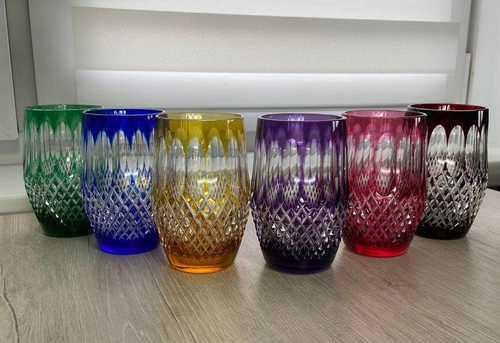 Набор стаканов из цветного хрусталя, Германия