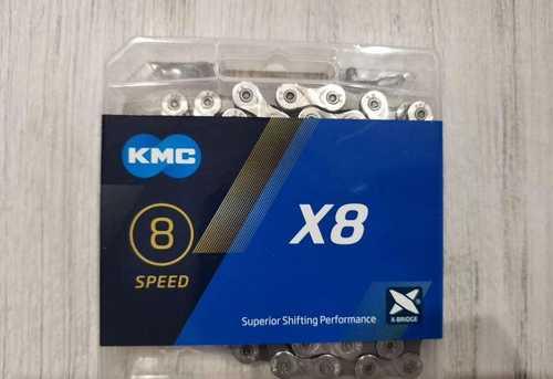 Цепь KMC X8 серебристая 116L 355г 8ск