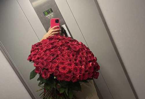 101 роза 70 см красные розы