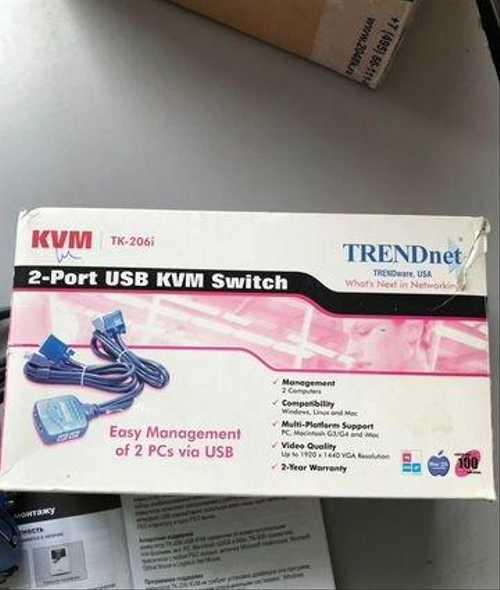 Переключатель trendnet TK-206i 2-Port USB KVM