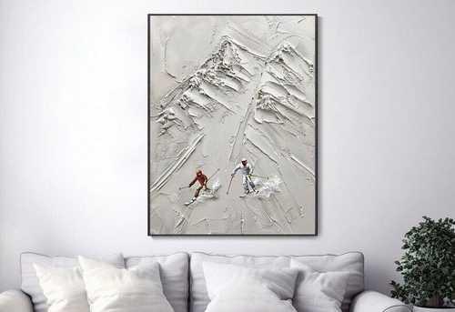 Интерьерная картина Лыжники в горах Премиум Горы