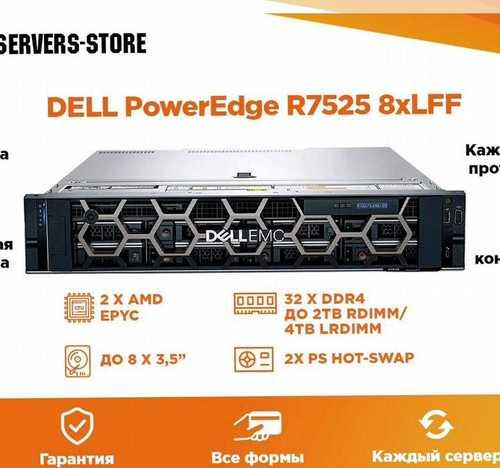 Сервер dell PowerEdge R7525 8xLFF