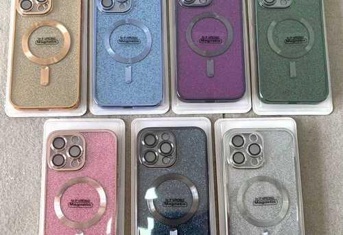 Чехлы на телефон iPhone с magsafe с блестками