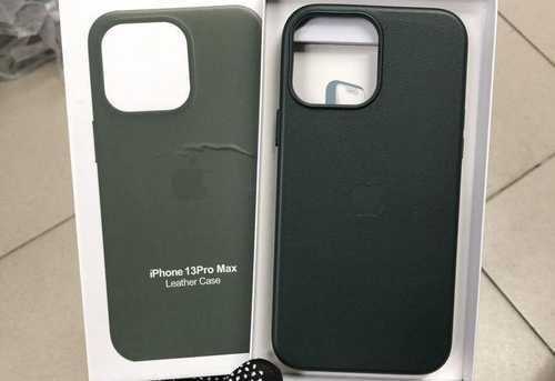 Чехол на iPhone 13 Pro Max Leather Case зелёный