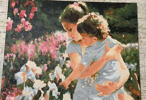 Картина «Дети и цветы». Акрил. 40х50 см