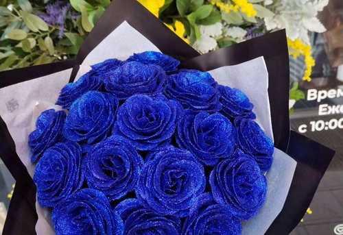 Блестящие розы. Розы синие с блеском