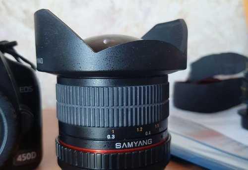 Объектив samyang 3.5/8 MM fisheye для canon