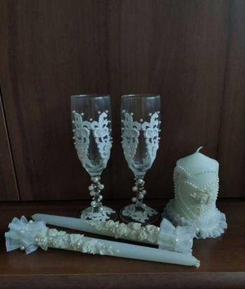 Свадебный набор бокалов и свечей
