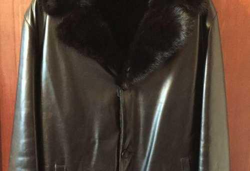 Мужская зимняя кожаная куртка-дубленка
