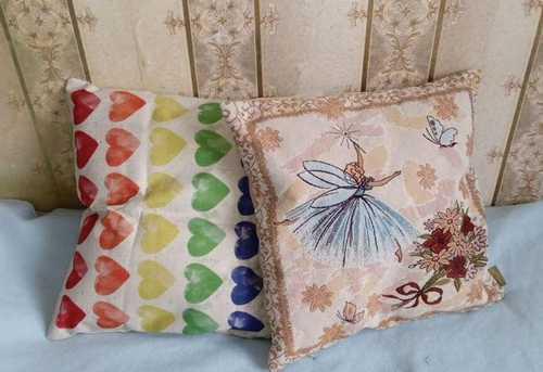 Две декоративные подушки - "Фея" и "Сердечки"