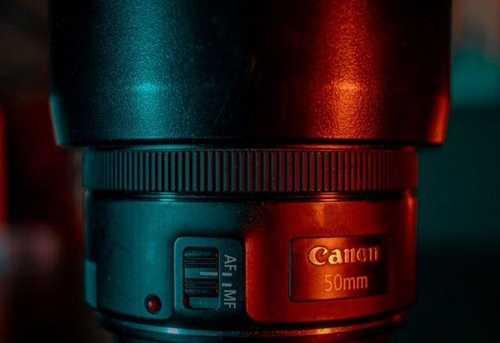 Объектив canon EF 50mm f1.8 STM, UV фильтр, бленда