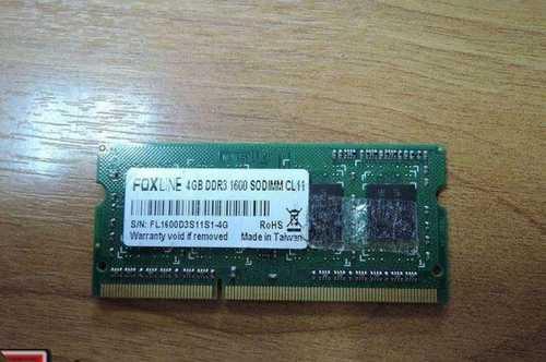 RAM SO-dimm Foxline DDR3 4096/12800/1600