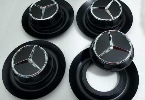 4шт колпак для Mercedes 144мм, черный, металл