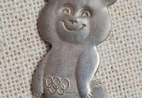 Значок Олимпийский Мишка 916 проба Серебро СССР