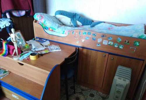 Детская кровать чердак приют мини с матрасом