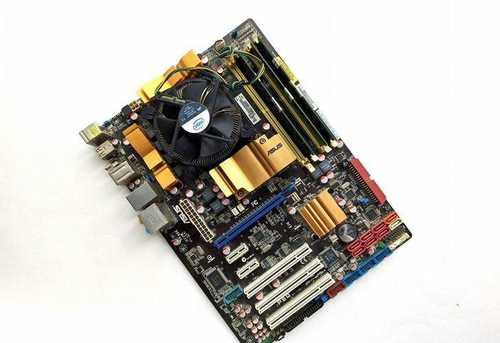 Матплата Asus P5Q + Intel C2D E7200 + кулер + RAM