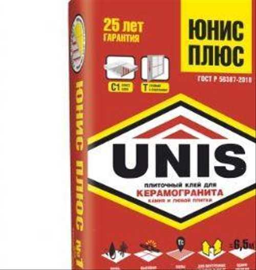Клей для плитки Unis Плюс 25 кг