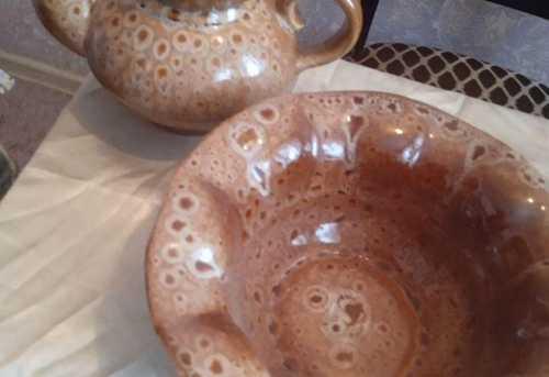 Чайник и салатник из керамики СССР