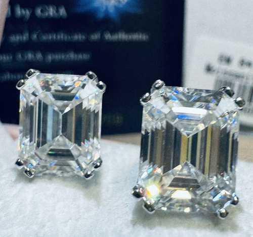 Муассанит серьги квадратные 8 ct пусеты