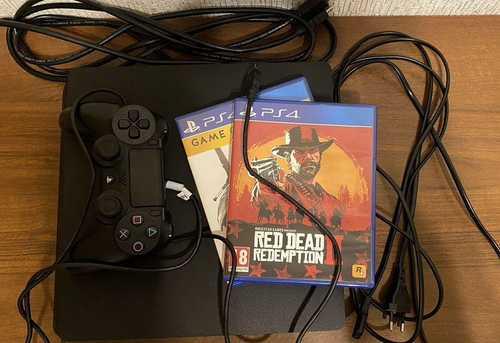 Sony PlayStation 4 slim 500gb +2 игры В подарок