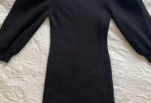 Черное платье zara с объемными рукавами