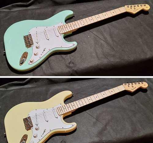 Реплика Fender Stratocaster Surf Green и бежевая