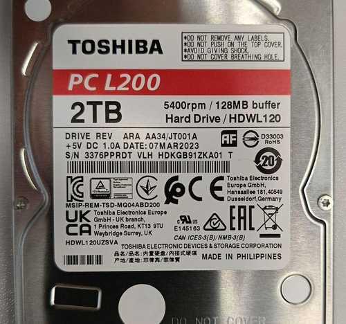 Жесткий диск 2,5", Toshiba, 2TB