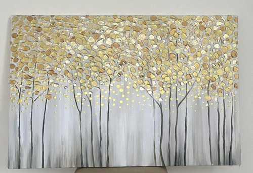 Большая картина «Золотые деревья" 60х90 см