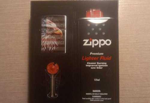 Зажигалка Zippo в наборе с кремнем и бензином USA